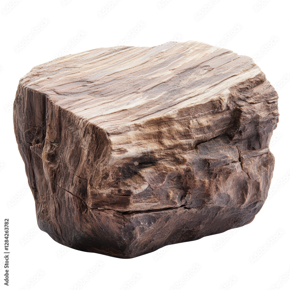 Rough brown rock with layered texture featuring natural striations and ...