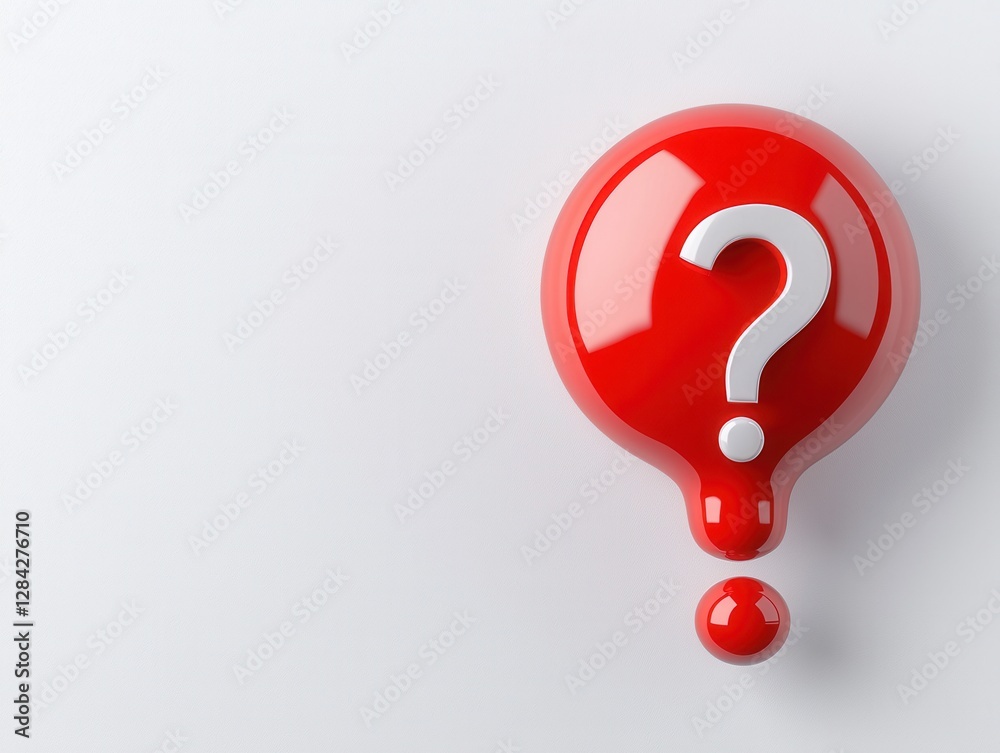 Bold red question mark symbol representing inquiry and curiosity on a ...