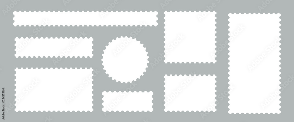 Postage stamp template collection. Letter stamps with perforated edges ...