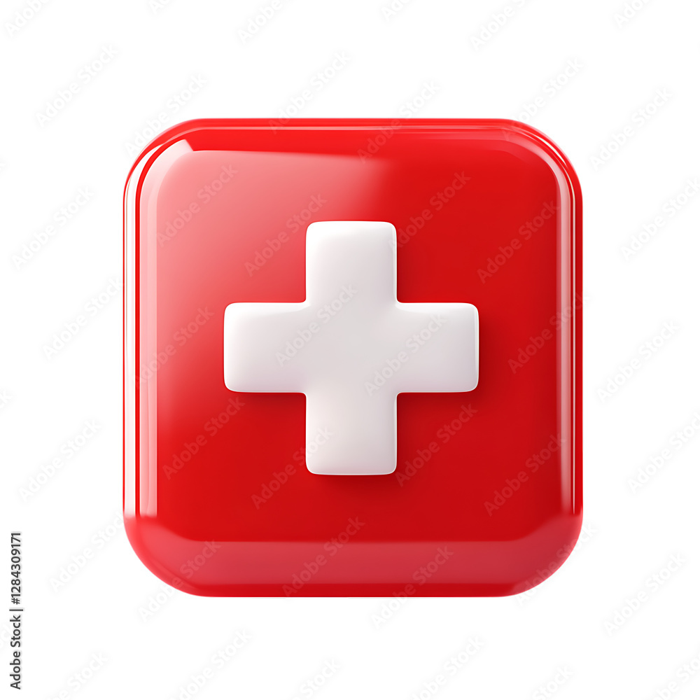 Red Medical Icon with White Cross PNG Against Transparent Background ...