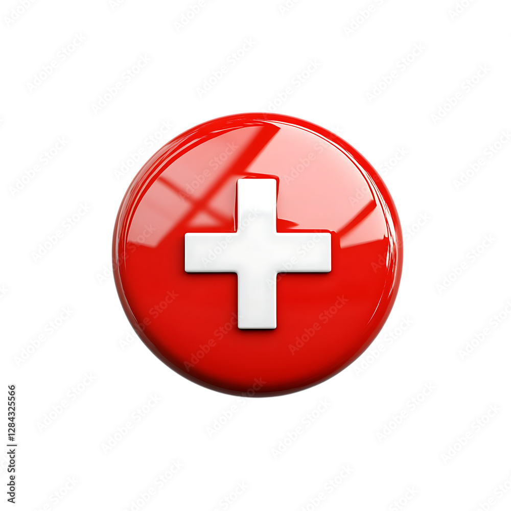 Red Medical Icon with White Cross PNG Against Transparent Background ...