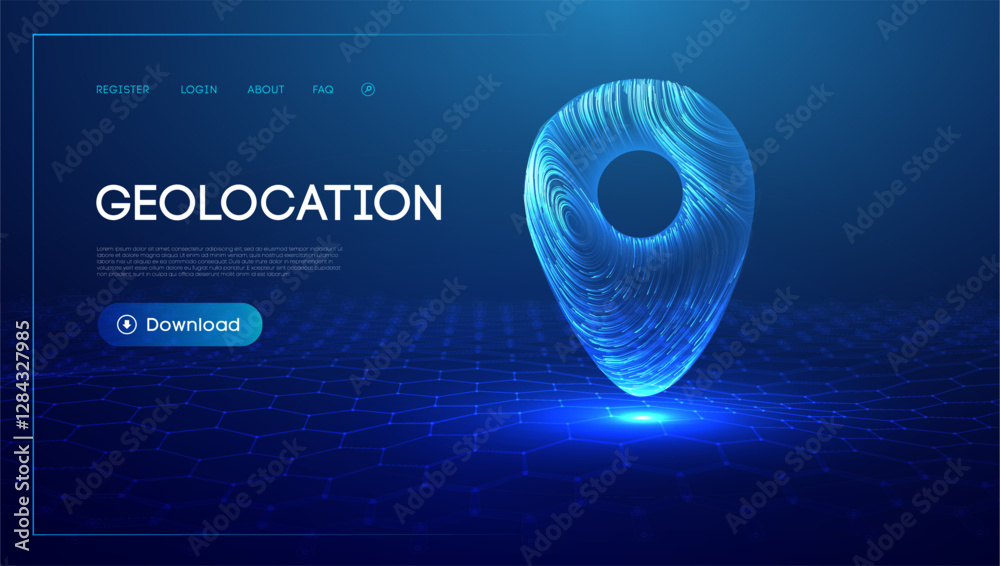 Gps map location pin. Geolocation map mark, point location. Futuristic technology Gps in 3d ...