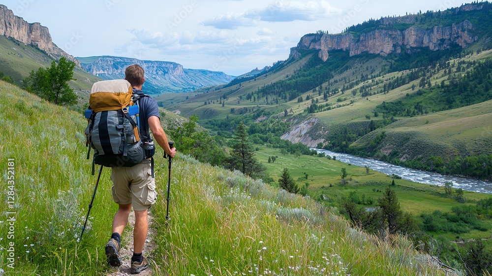Digital detox promotes relaxation and the power to unplug. Hiker ...