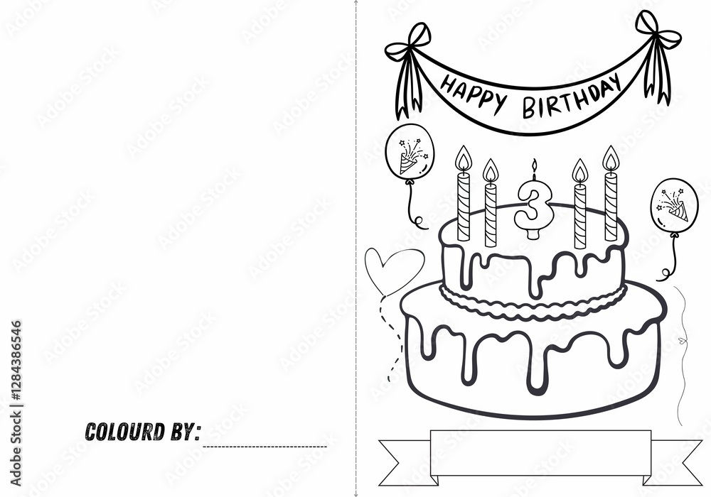 Magical Birthday Coloring Sheets Foldable A4 to 5x7 - Fun Printable ...