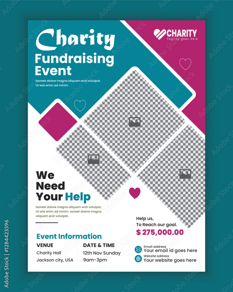 Editable Charity and donation a4-size flyer design Template or ...