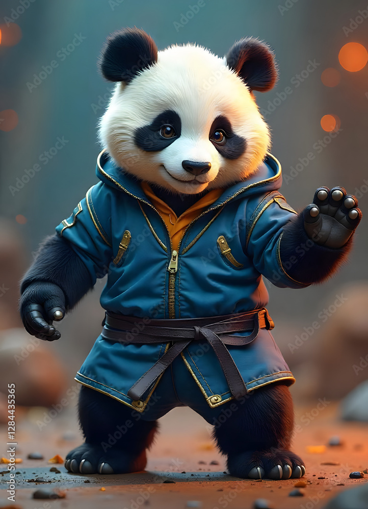 kungfu panda depicted as an ai agent in blue and orange theme Stock ...