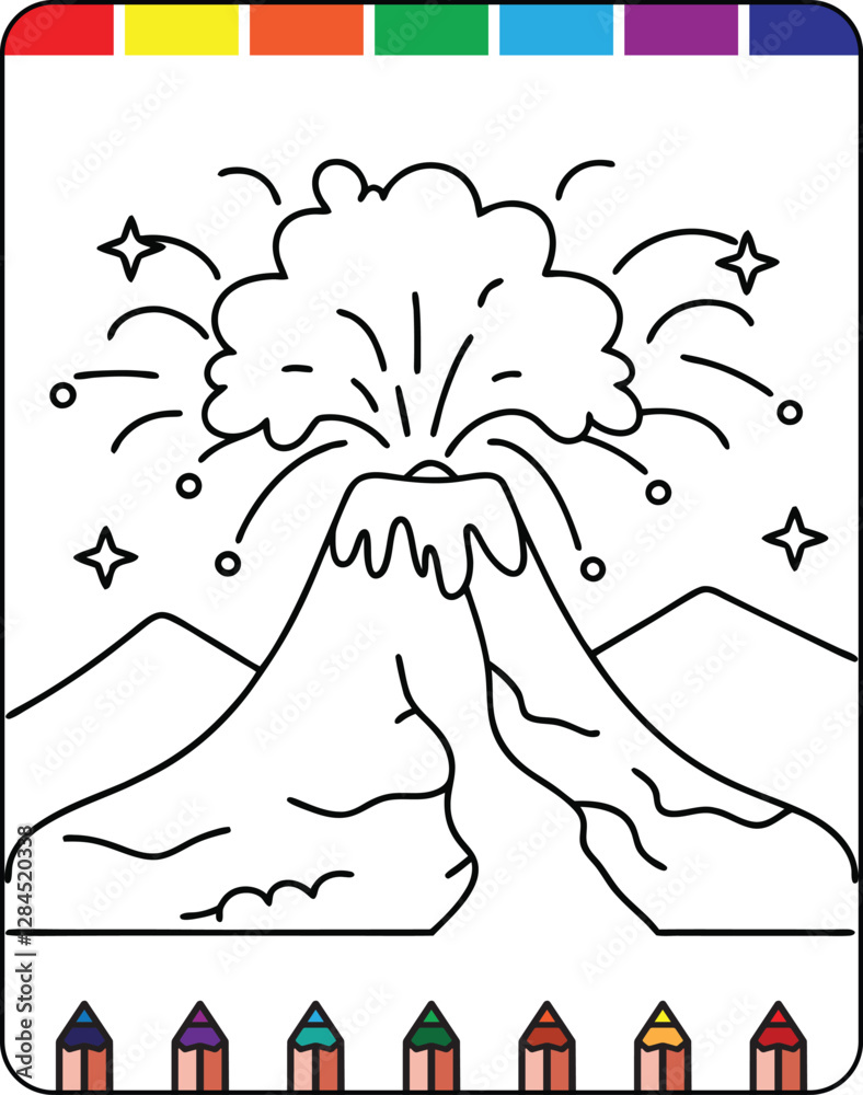 Volcano Coloring Pages for Kids with Fun and Educational Printable ...