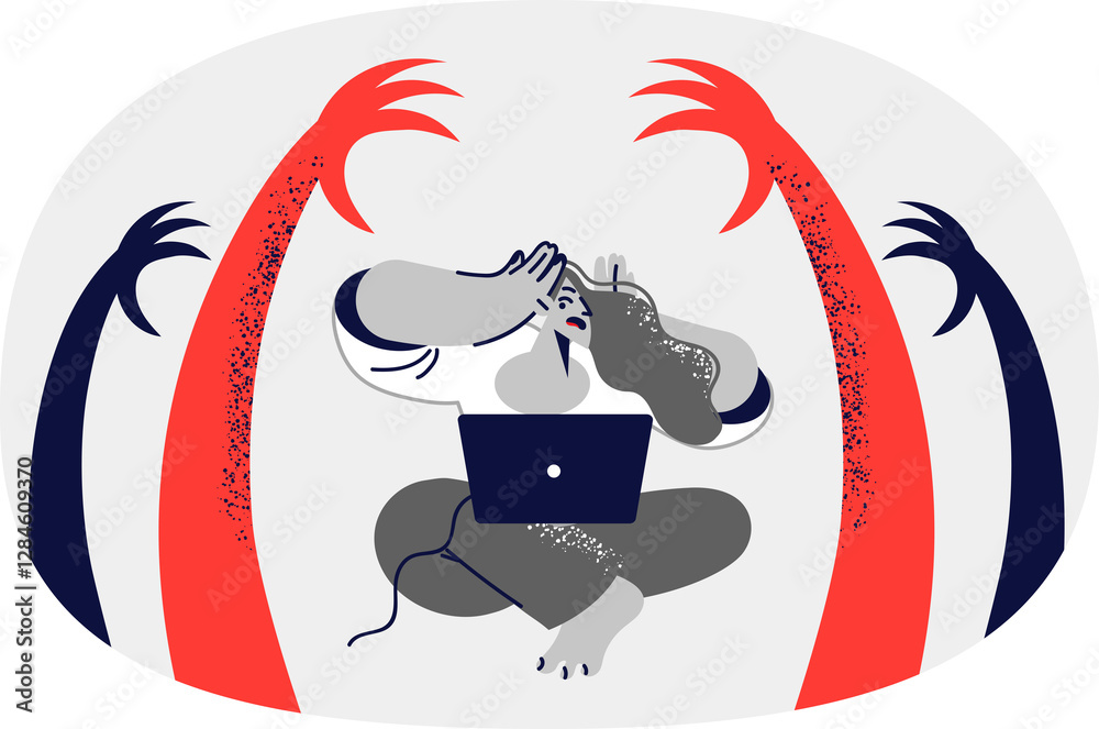 Woman victim digital bullying suffers because of internet trolls ...