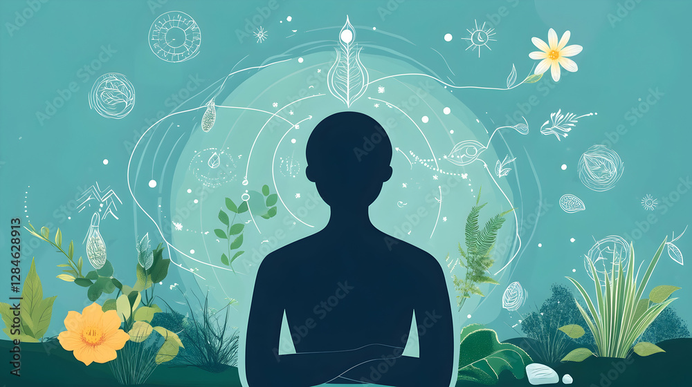 Relaxation techniques infographic with nature elements and breathing ...