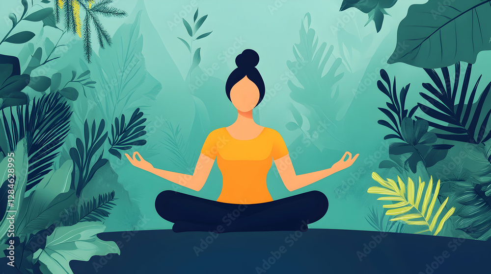 Relaxation techniques infographic with nature elements and breathing ...