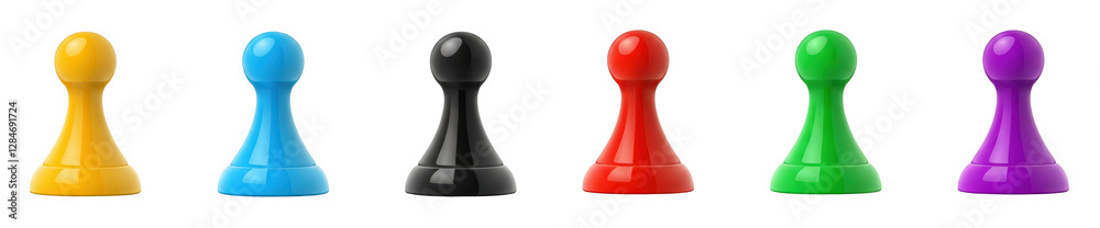 Set collection of board game counters pawns yellow, black, blue, red ...
