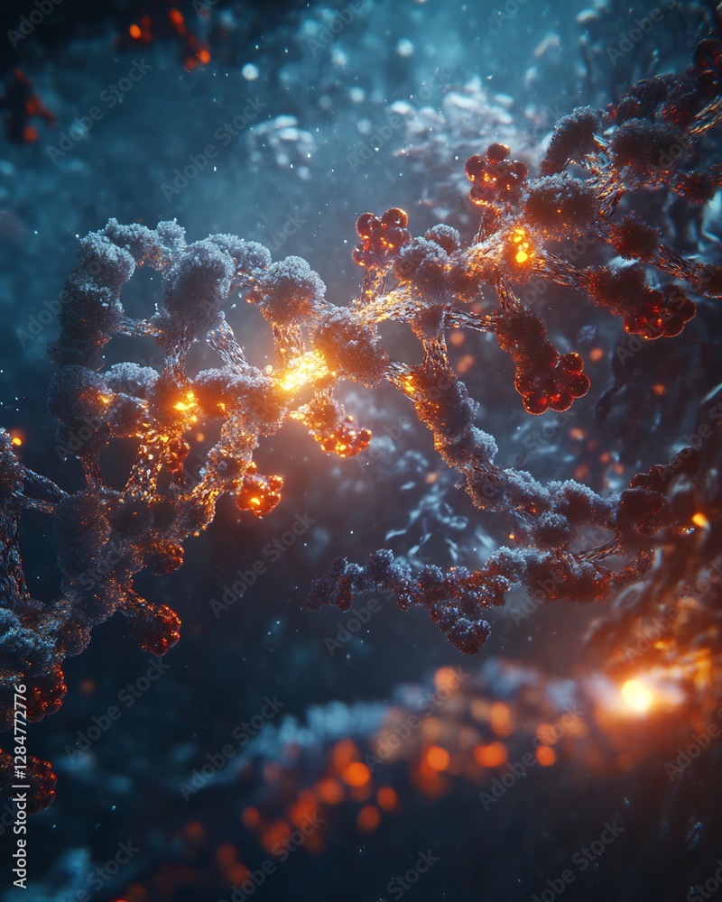 Hyper realistic depiction of DNA replication helicase unwinding DNA ...