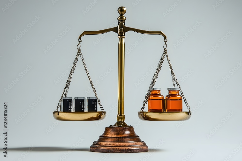 Weighing the Options: A meticulously composed image features a classic ...