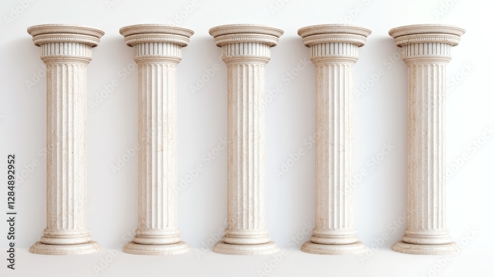 Five Classical Columns 3D Render, Marble Texture, Architectural Concept ...
