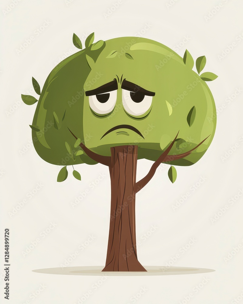 Pixel Art Sad Tree Illustration Green Leaves Brown Trunk Off White Background Stock Illustration ...