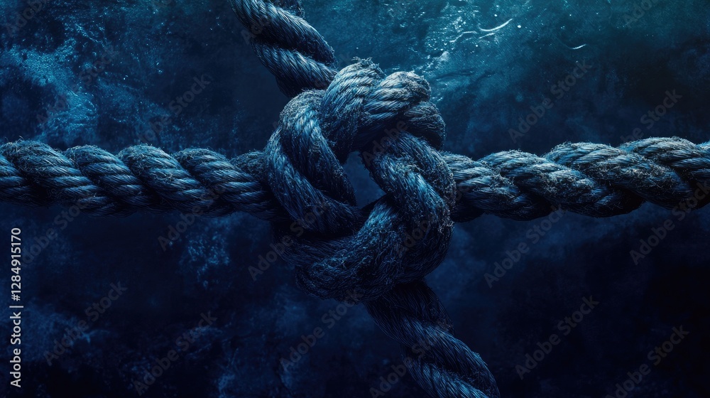 Interwoven ropes forming a strong knot, symbolizing teamwork, unity ...