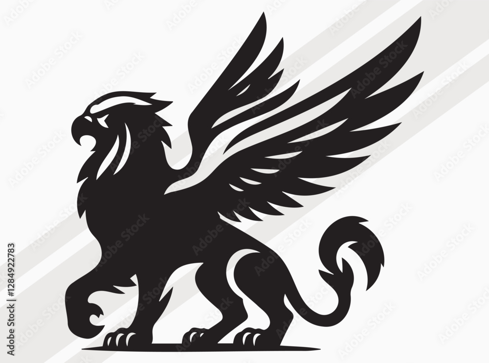 Griffin Silhouette Black Color Mythical Winged Beast Vector Art and ...