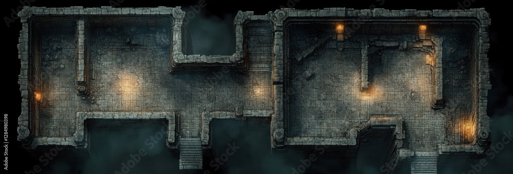 Dungeon Map Board Game Top Down View Detailed Stones Corridors Rooms ...
