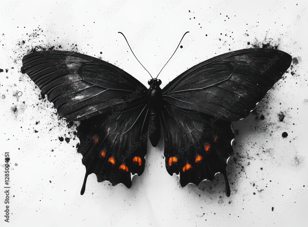 Surreal Butterfly Artwork Ink Splatter Chiaroscuro Composition Stock ...