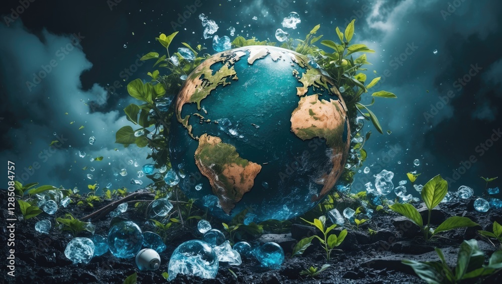 Concept of circular economy. Emphasizing sharing economy, recycling ...