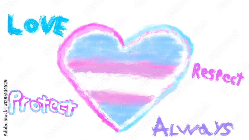 Transgender Love Heart Trans Flag 4K Transparent Background Gender ...