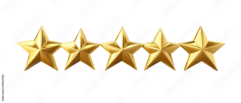 Golden Five-Star Rating Review Icon on transparent background, PNG ...
