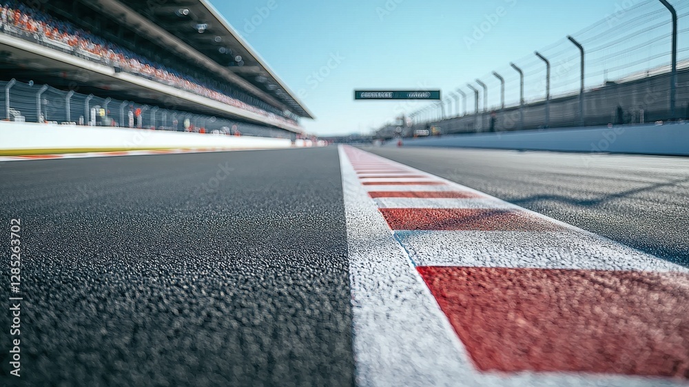 Captivating view of an empty F1 track with a focus on the pit area ...