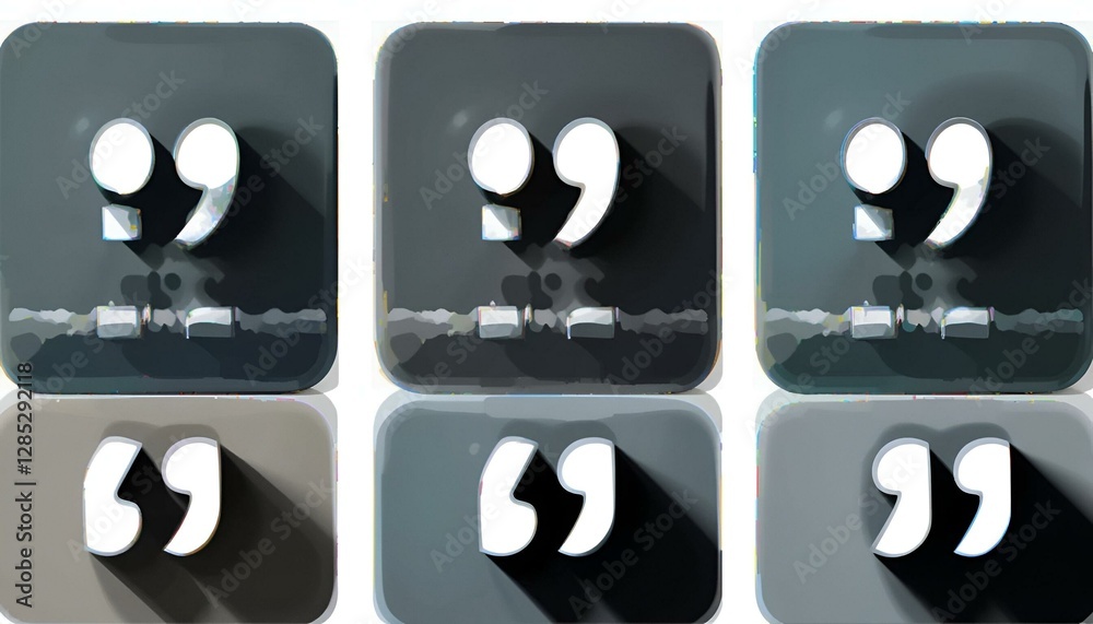 Double Comma Signs of Quote Icons. Set of Quotation Mark Line and ...