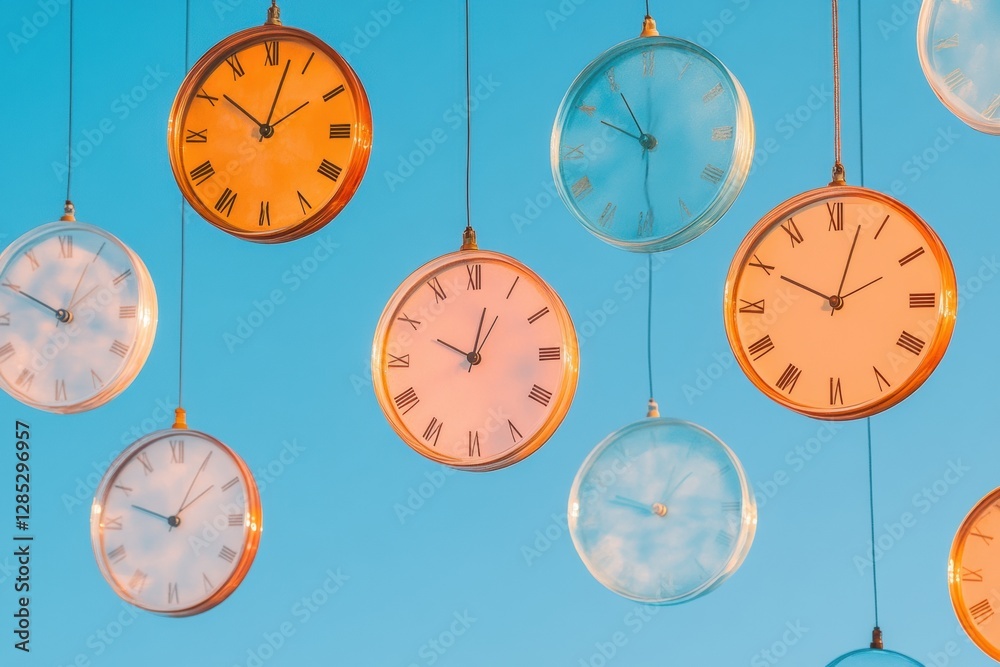 Ethereal Time Shift Overlapping Clock Faces in Pastel Hues - British ...