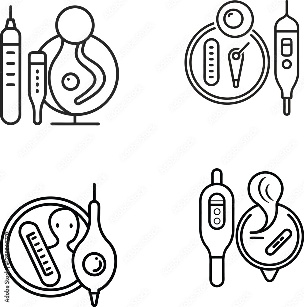"Pregnancy and Ovulation Test Editable Stroke Icon Set" includes ...