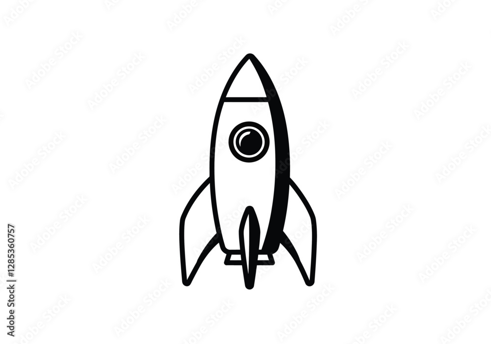 Black and white rocket clipart. This image shows a simple, stylized ...