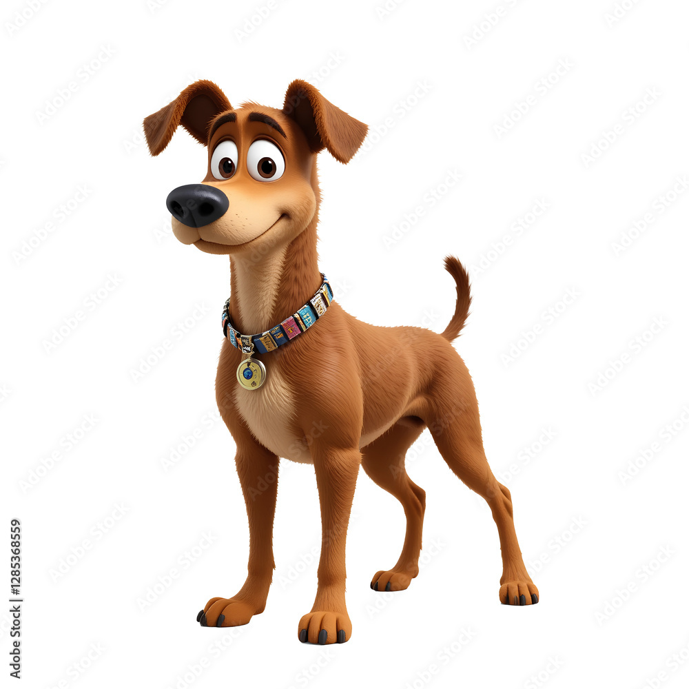 Animated Canine Character: A charming animated dog with a friendly ...