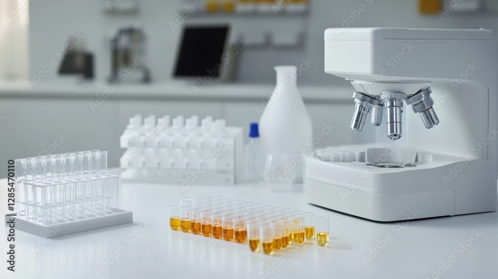 Lipid research in a lab with a researcher examining lipid molecules ...