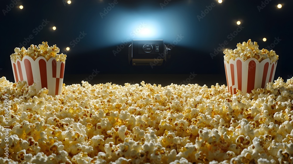 Captivating Digital Artwork Depicting a Surreal Cinema Hall Constructed ...