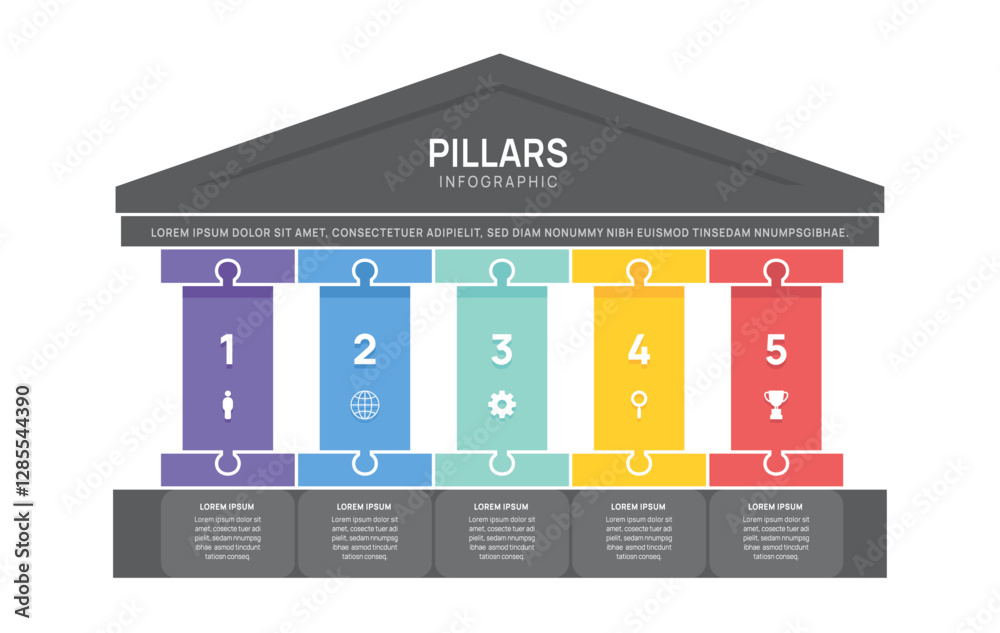 five pillars jigsaw framework Infographic diagram chart template for ...