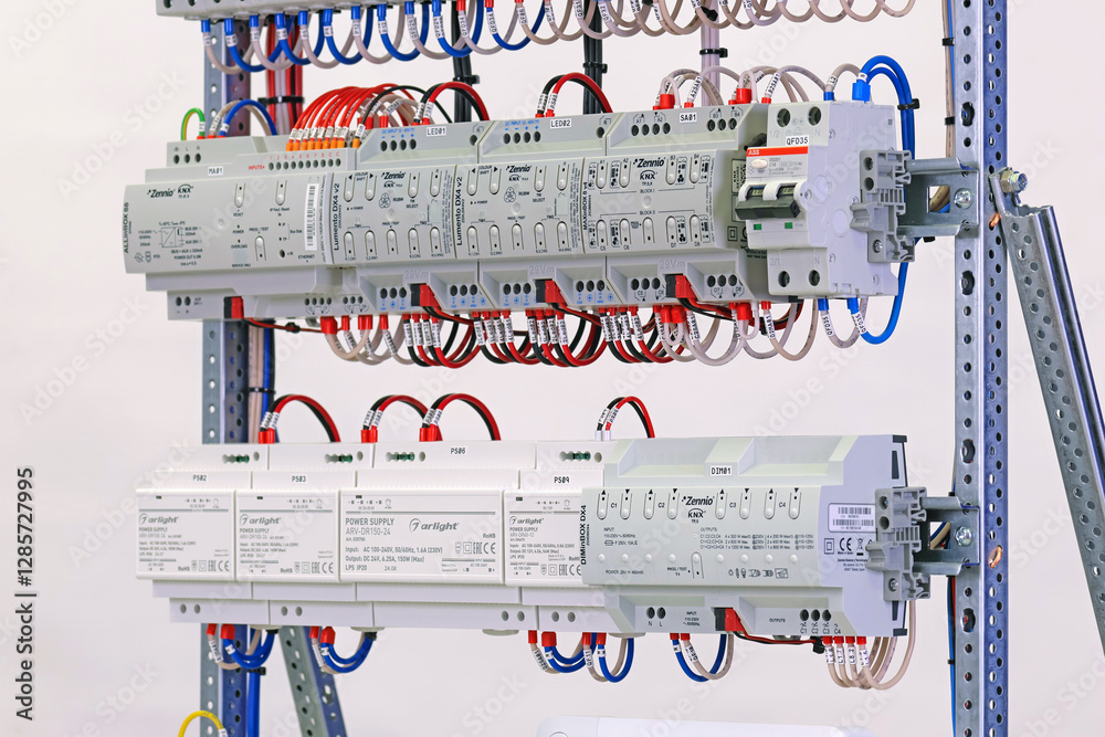 Zennio automation module with KNX data bus control. It is installed on ...