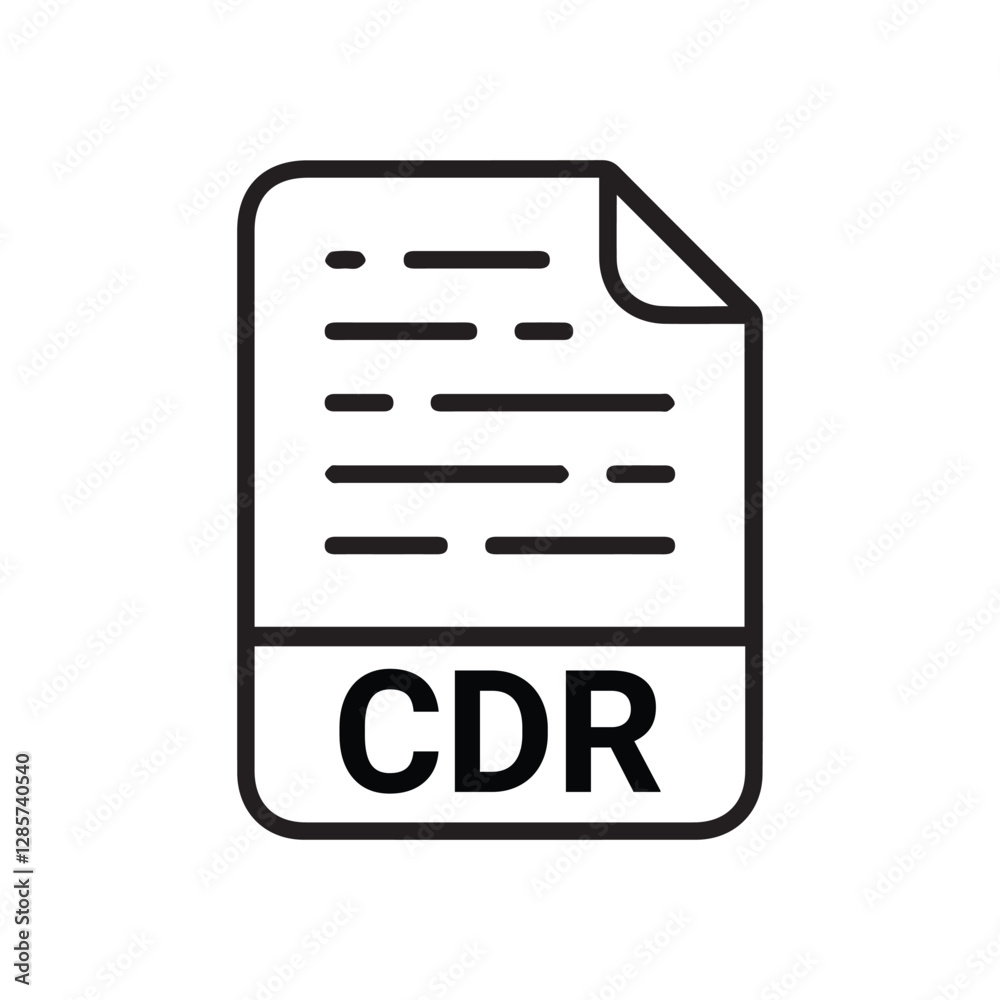 CDR file icon set. CDR file type symbol. File CDR format icon in black ...