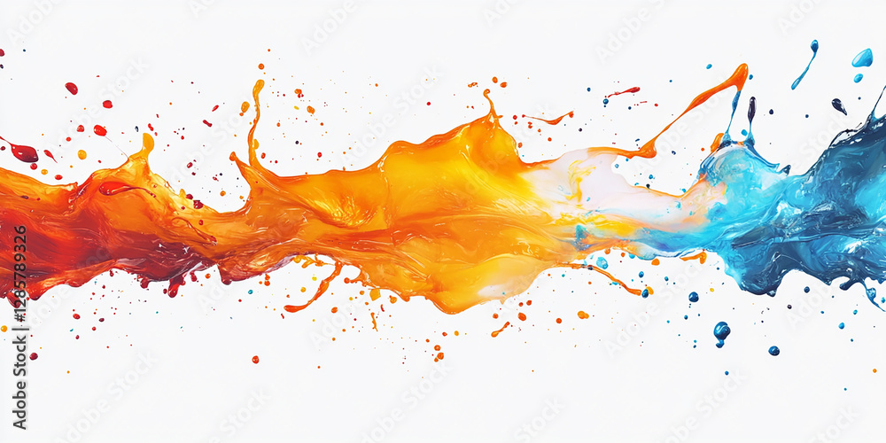 Full view of a vibrant, dynamic paint splash isolated on a transparent ...