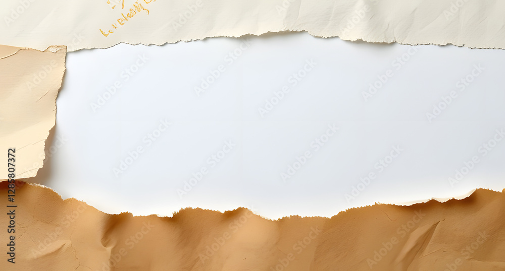 Torn paper layers revealing different textures background. Jagged edges ...