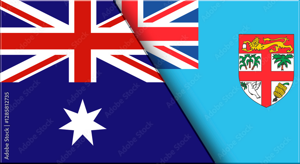 Flags of Australia and Fiji. Australian and Fijian National flags on ...