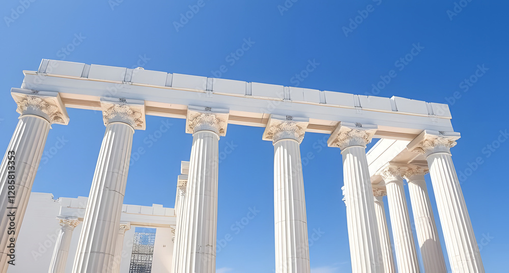Ancient Greek marble columns background. Elegant white architecture ...