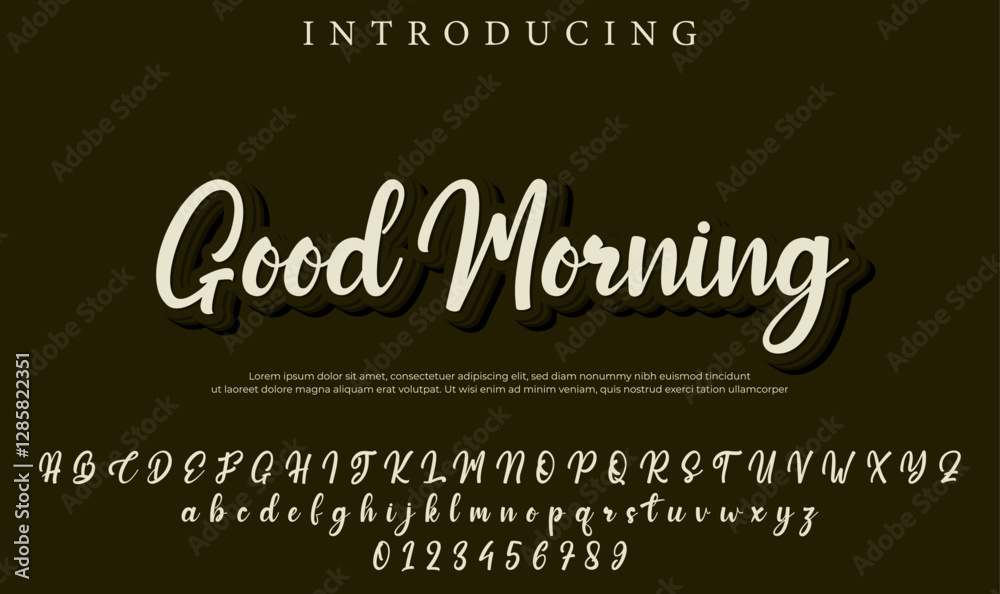 Good Morning Font Stylish brush painted an uppercase vector letters ...