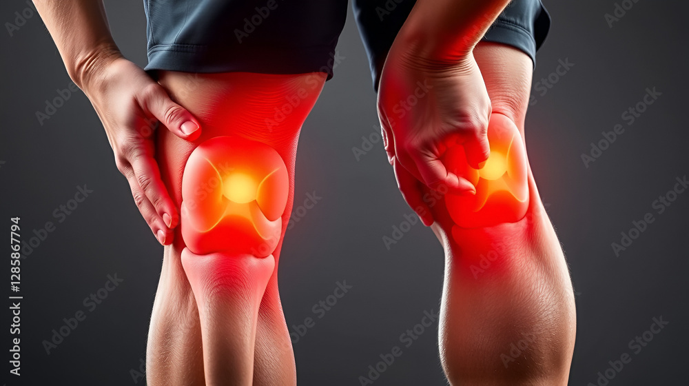 Foto de Stock patella pain cap knee tear Torn injury Swelling bone leg ...