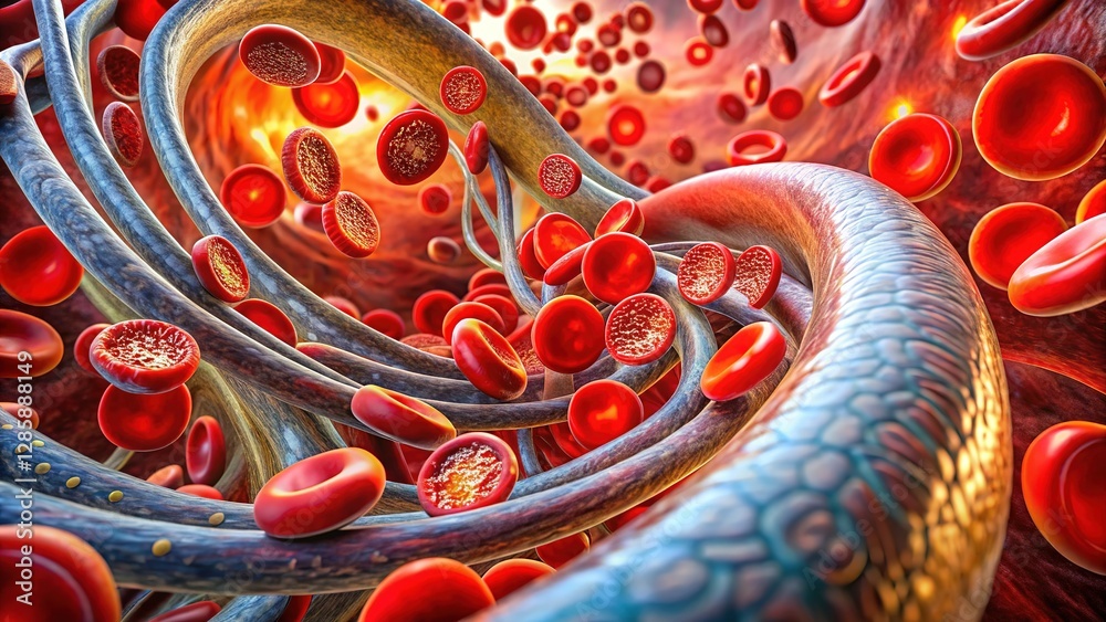Interactive 3D model: blood clotting, platelets, vessels, and red blood ...