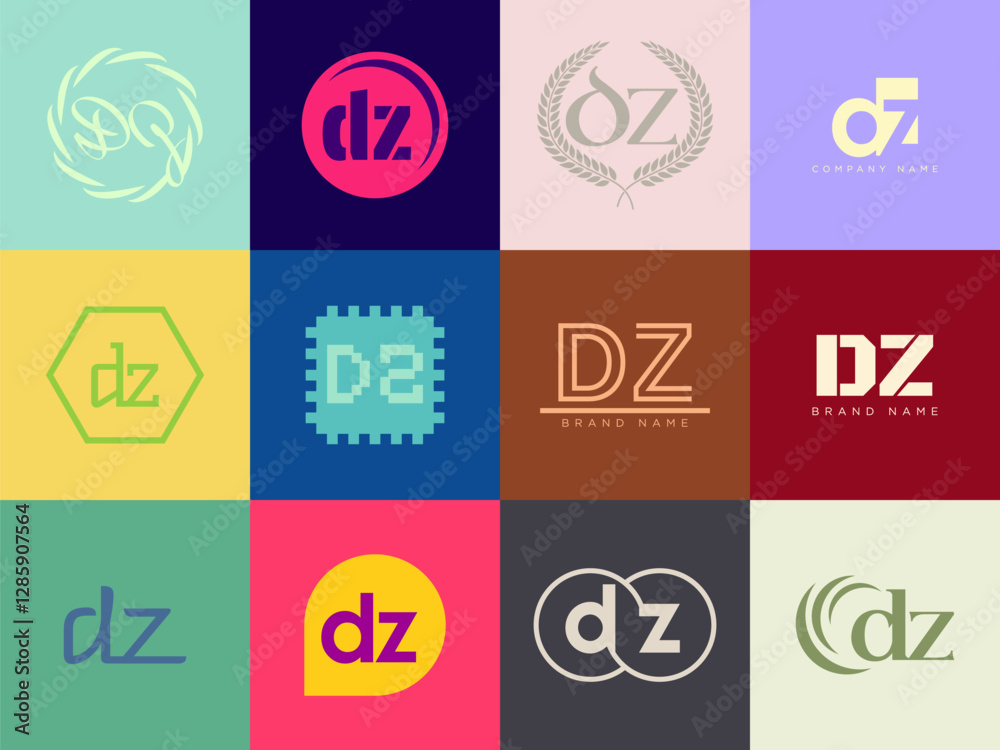 DZ logo company template. Letter d and z logotype. Set different ...