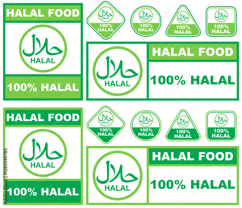 set vector halal sign. halal food symbol design label template ...