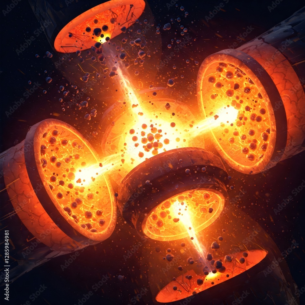 Nuclear fusion reactor core generating immense energy and powering ...