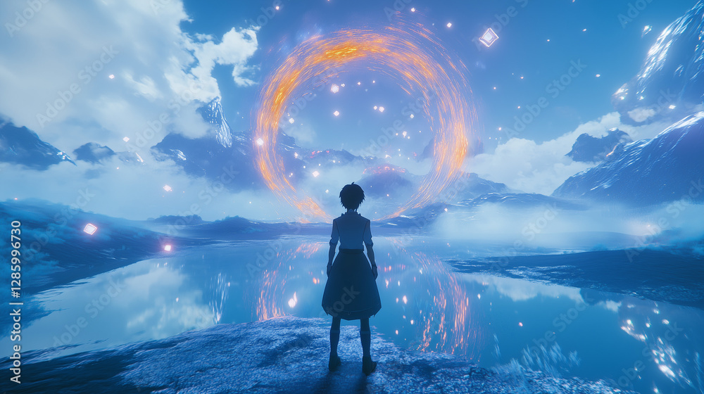 Portal fantasy moment Office worker sucked into a glowing vortex ...