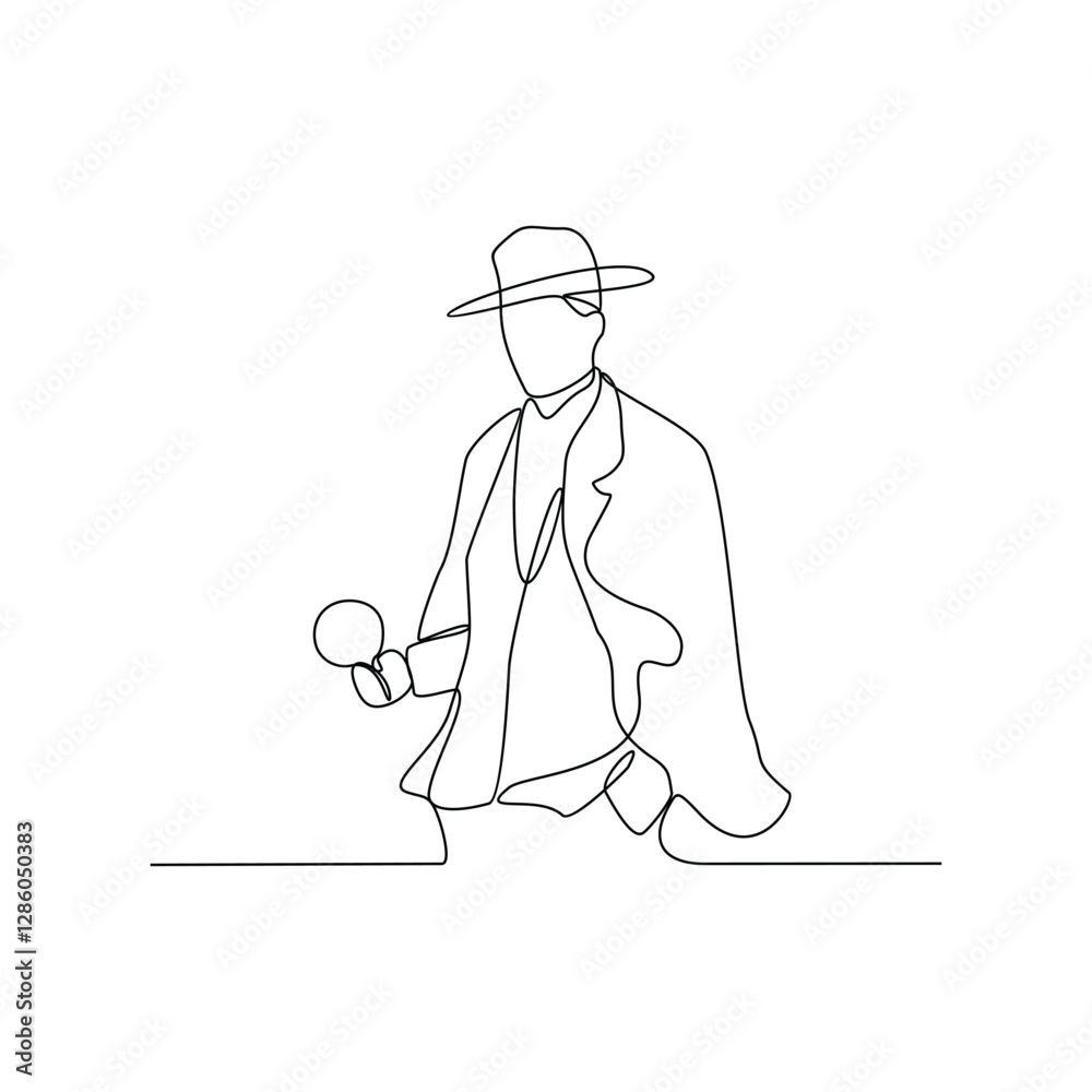 One continuous line drawing of a Detective is on duty vector design ...
