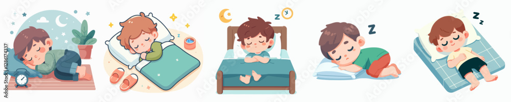 Vector of a child sleeping soundly Stock Vector | Adobe Stock